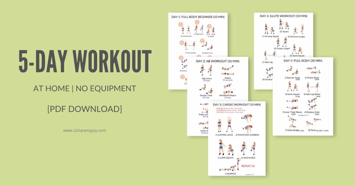 5 Day Workout Routine At Home No Equipment Weight Loss For Women