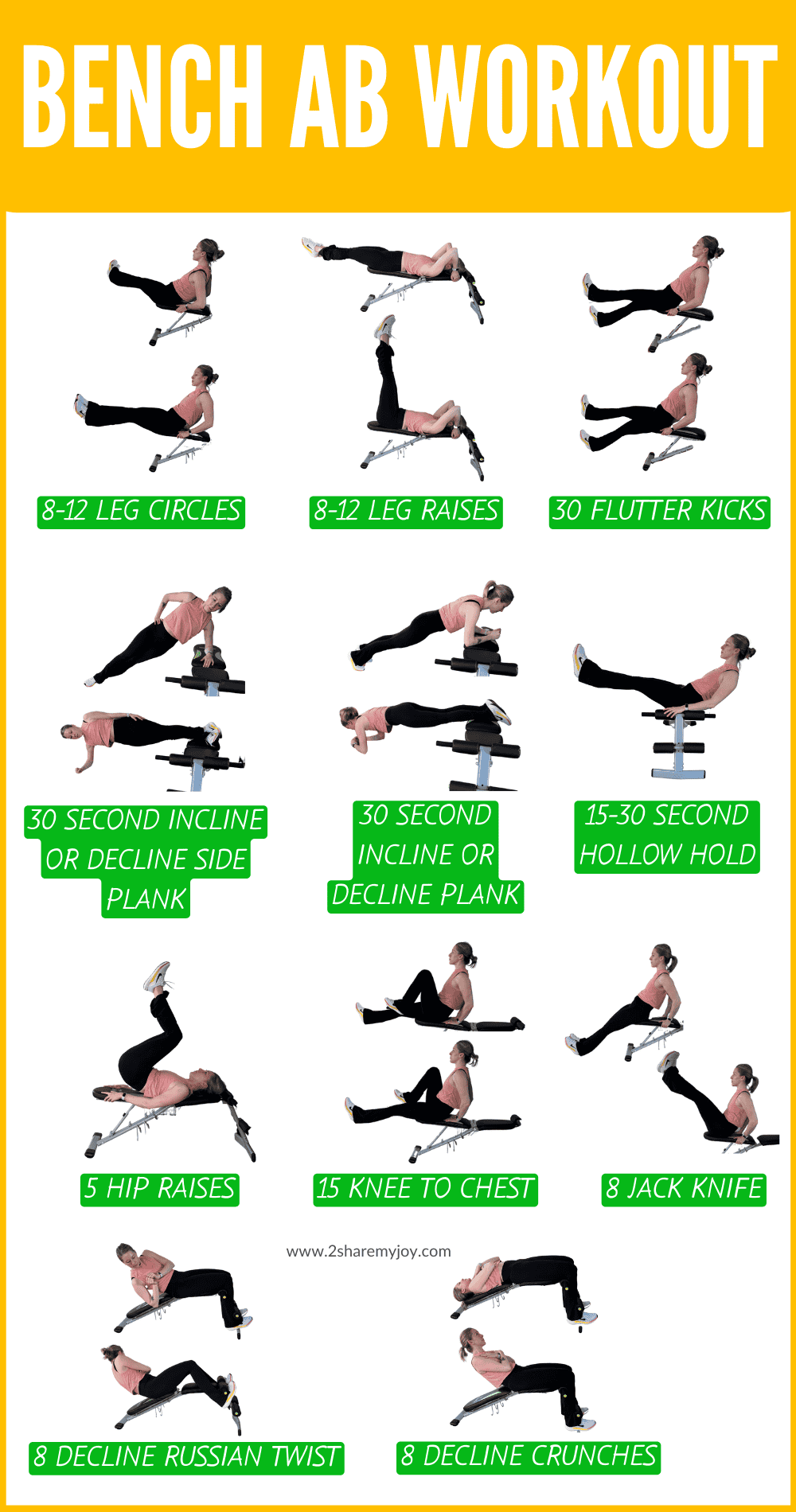 Bench Ab Workout for a STRONG CORE - 2sharemyjoy.com