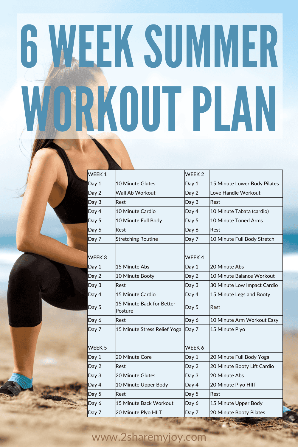 6 Week Summer Body Workout Plan {FREE PDF} - 2sharemyjoy.com