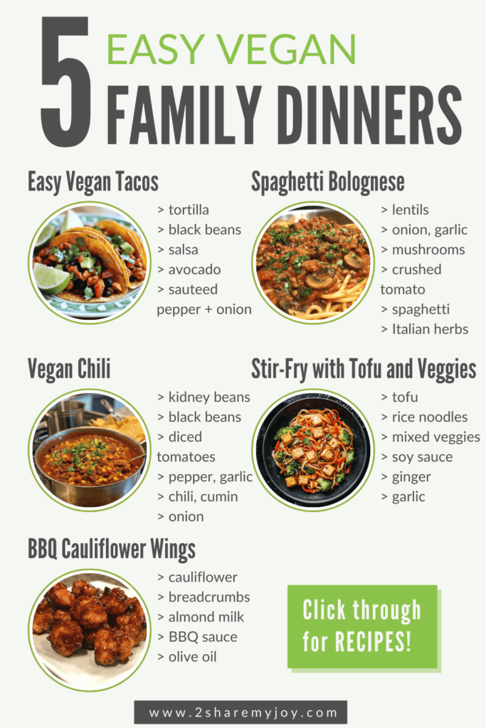 7 Easy Vegan Family Dinner Ideas - 2sharemyjoy.com